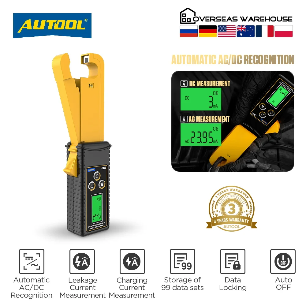 AUTOOL-BT270-Car-Current-Clamp-Meter-0mA-60A-Probe-45-400Hz-Leakage ...
