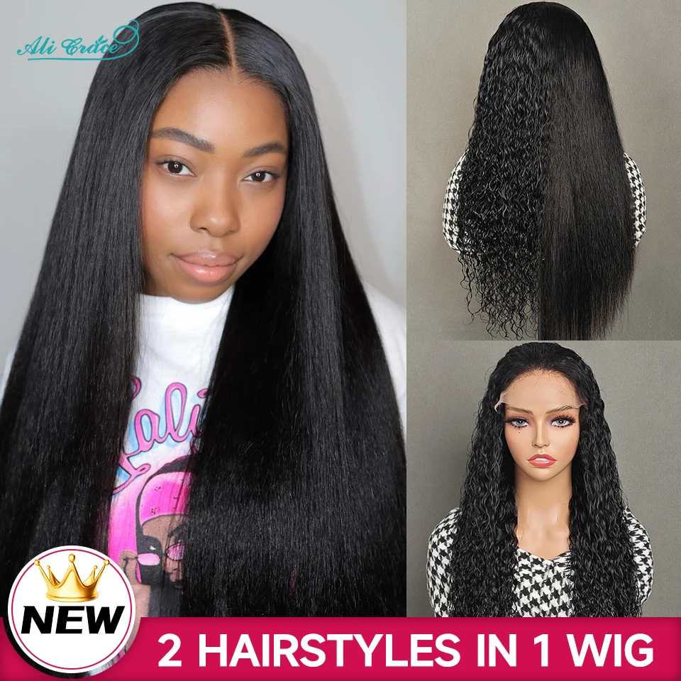 Ali Grace Wear To Go Wigs Yaki Straight Human Hair Wigs No Glue 5x5 ...