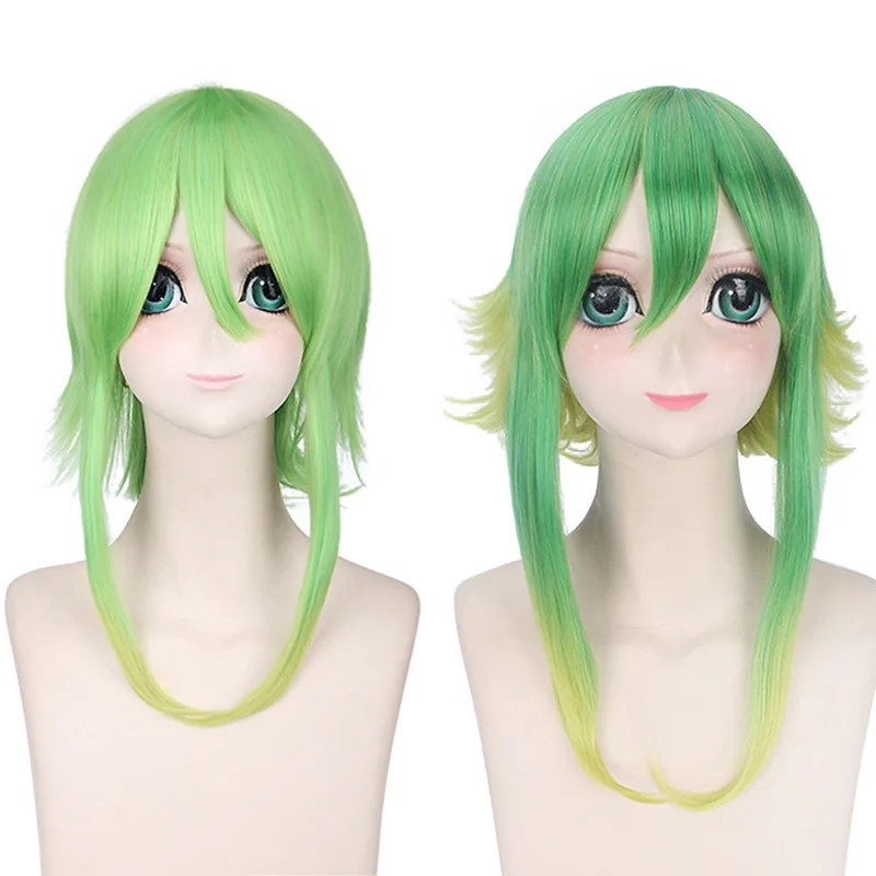 Vocaloid Gumi Megpoid Cosplay Wig Golden Green Ombre Short Layered ...