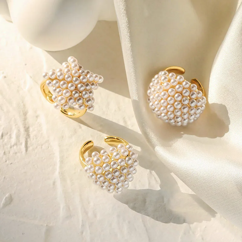 HECHENG-Large-faux-pearl-ring-Star-Heart-Round-Shape-Ring-for-Women ...