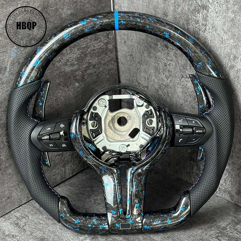 Customized blue forged carbon fiber steering wheel modification ...