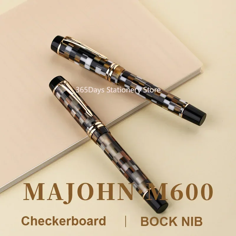 MAJOHN-M600-Resin-Fountain-Pen-With-Converter-Checkerboard-BOCK-Nib-0-5 ...