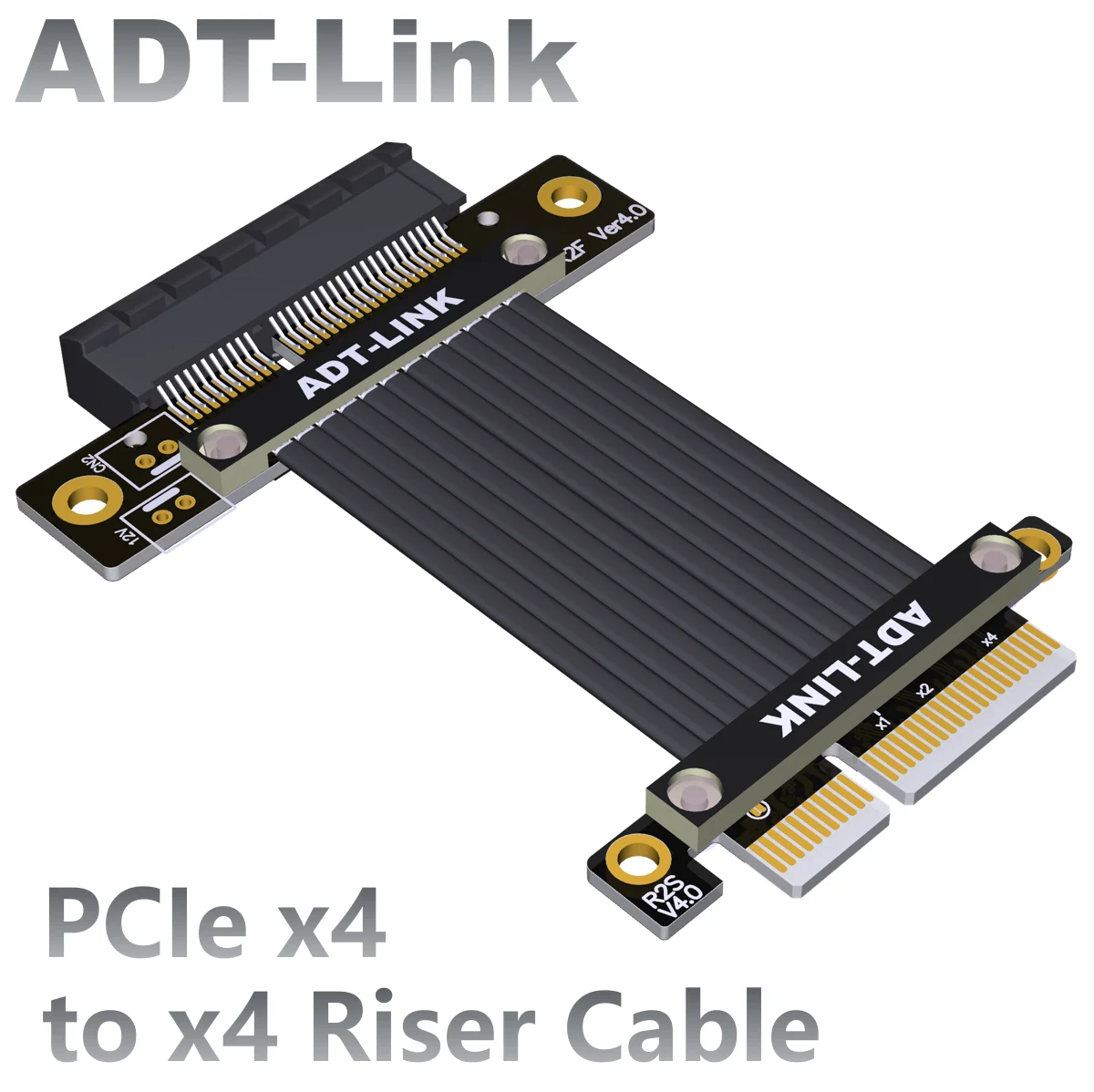 ADT-Link PCIe 4.0 x4 Riser Cable Male-to-Female x4 to x4 Graphics Card ...