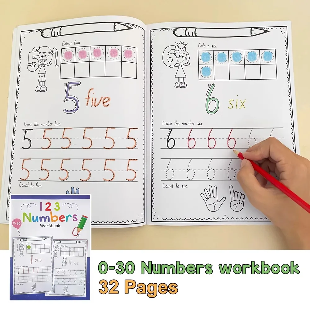 A4 Size Number 0-30 Tracing Practice Workbook Preschool Math Learning ...