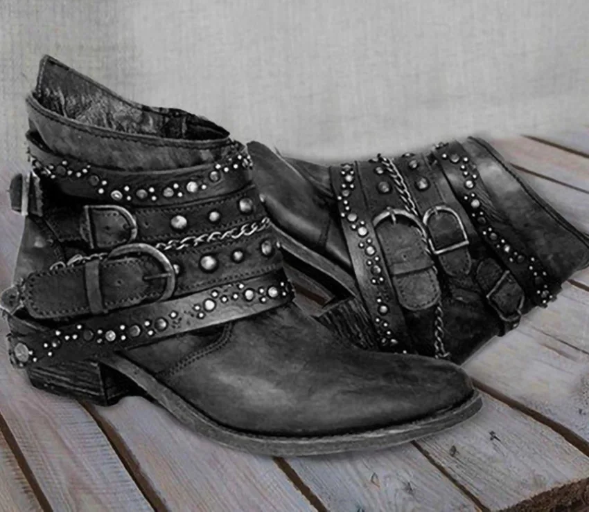 Botas-Vintage-De-media-ca-a-para-Mujer-Zapatos-De-cuero-suave-Botas-De ...