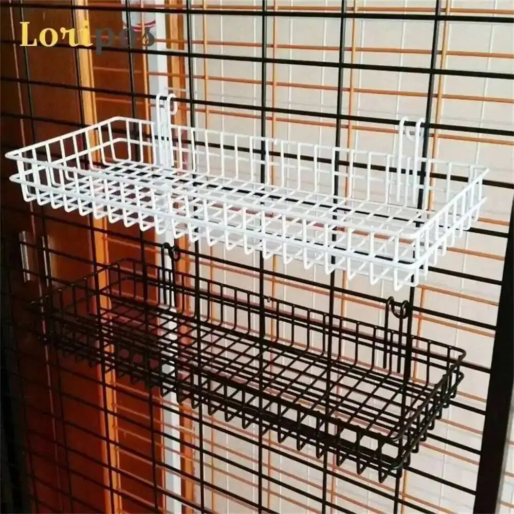 Double Gridwall Hook Metal Wall Racking Wall Mesh Shelf Mounting Basket ...