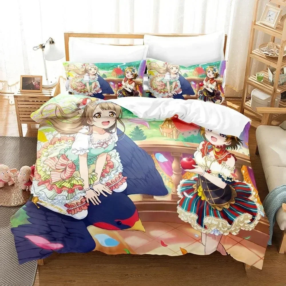Fashion 2025 New Kawaii Love Live! Bedding Set Cartoon Anime three ...