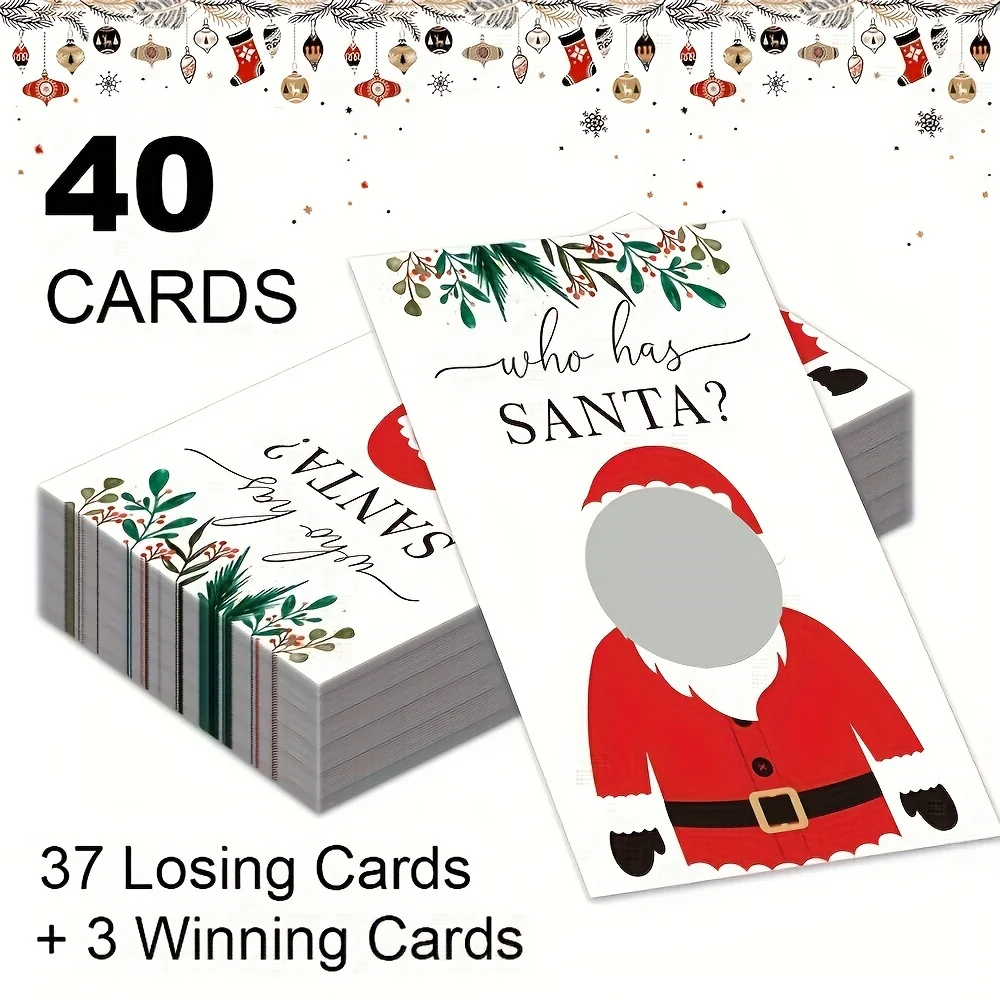 40pcs Christmas Scratch-Off Game Cards - "Who Has Santa?" Holiday Party ...