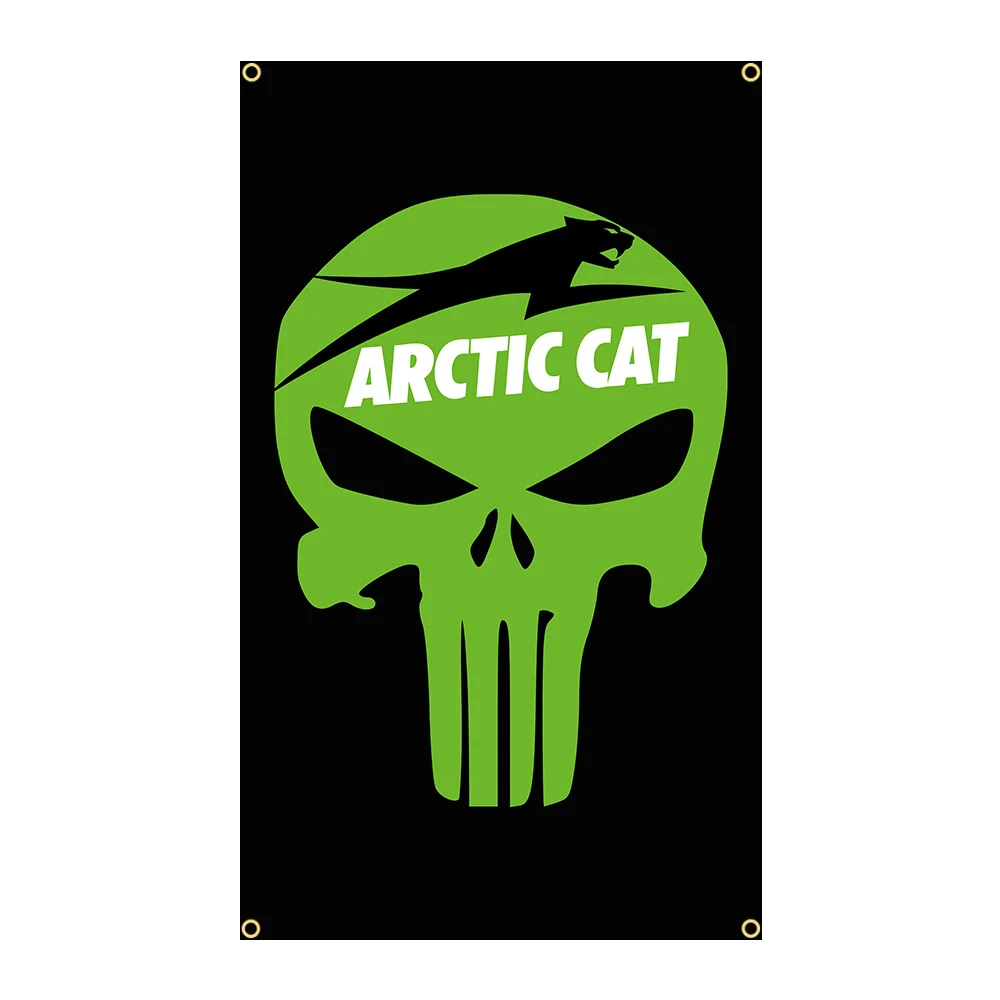 90x150cm Arctic Cats Skull Snowmobile Flag Polyester Printed Garage or ...