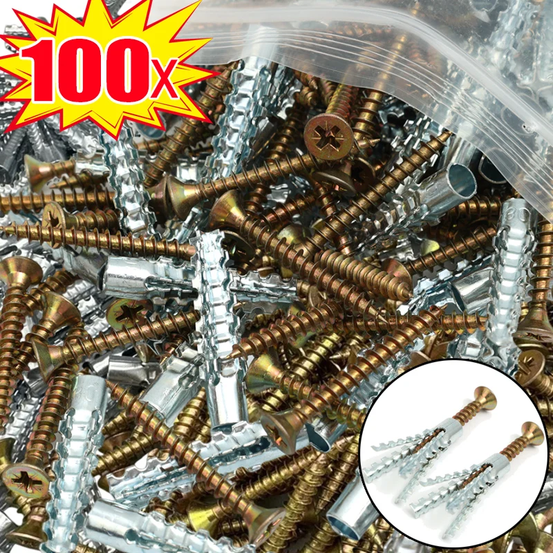 100-10set-Metal-Steel-Expansion-Tube-Pipe-Serrated-Steel-Wall-Anchors ...