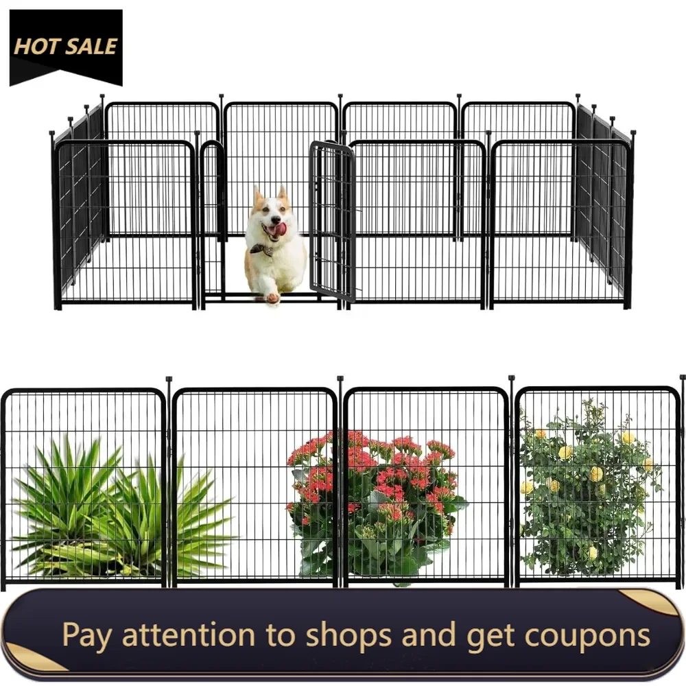 48-in-H-Garden-Fencing-Animal-Barrier-Wide-Door-Low-Threshold-Dog-Fence ...