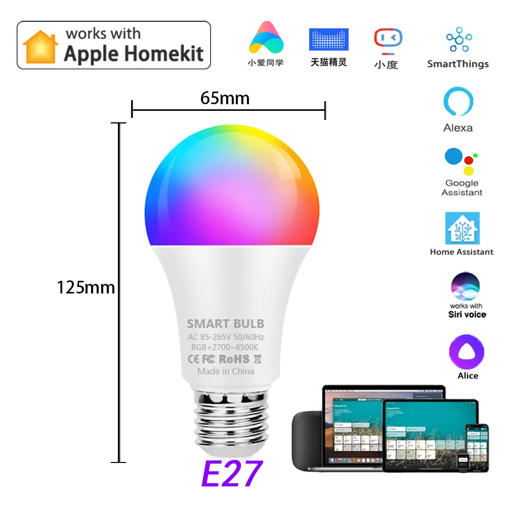 Homekit-Smart-Wi-Fi-Light-Bulb-Multicolor-Dimmable-LED-Bulb-E27-B22 ...