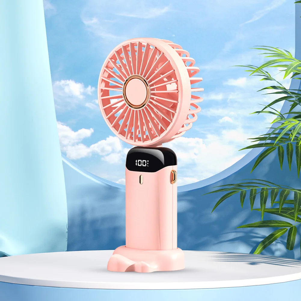 Portable-Hand-Held-Fan-5000mAh-Retractable-Mute-Fan-LED-Display-Desktop ...