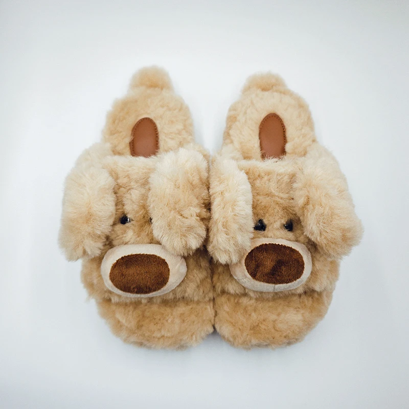 CHABELLA-Cute-Shaggy-Dog-Winter-Women-Plush-Slippers-Soft-Heel-Platform ...