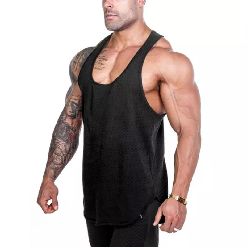 Summer-Plain-Gym-Clothing-Fitness-Mens-Tank-Tops-Breathable-Mesh ...