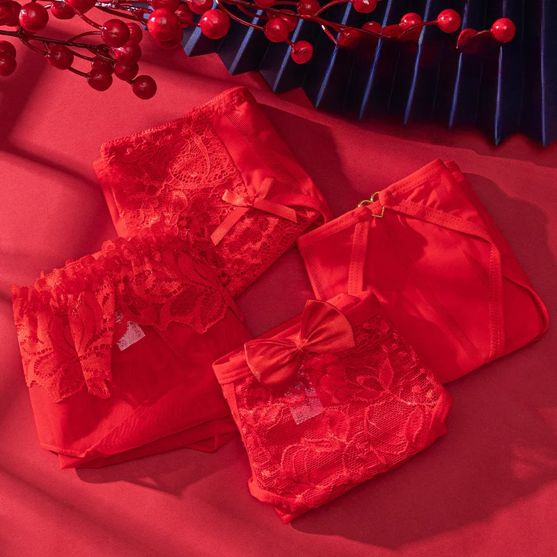 New-Red-Sexy-Lace-Intimate-Ladies-Low-rise-Panties-Underwear-for-Women ...