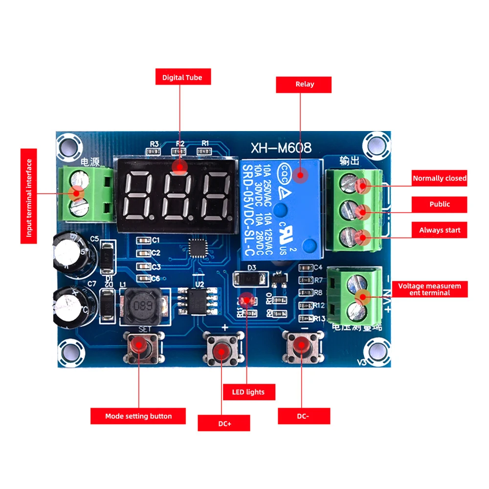 Generic Xh-M608 Charging And Discharging Module Integrated Voltmeter Undervoltage Overvoltage ...