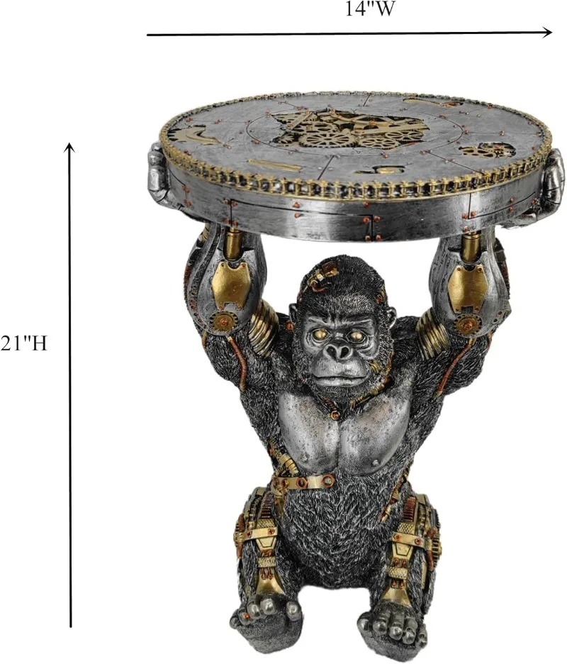 Steampunk Gorilla Side Table Pedestal End Table Stool Resin Cyborg ...