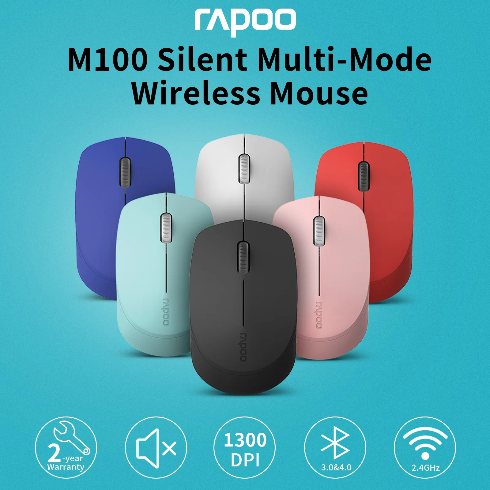 Rapoo M100 רב מצב אלחוטי עכבר שקט 1300DPI Bluetooth עכבר תמיכה עד 3 מכשירים עבור Windows PC מחשב ...