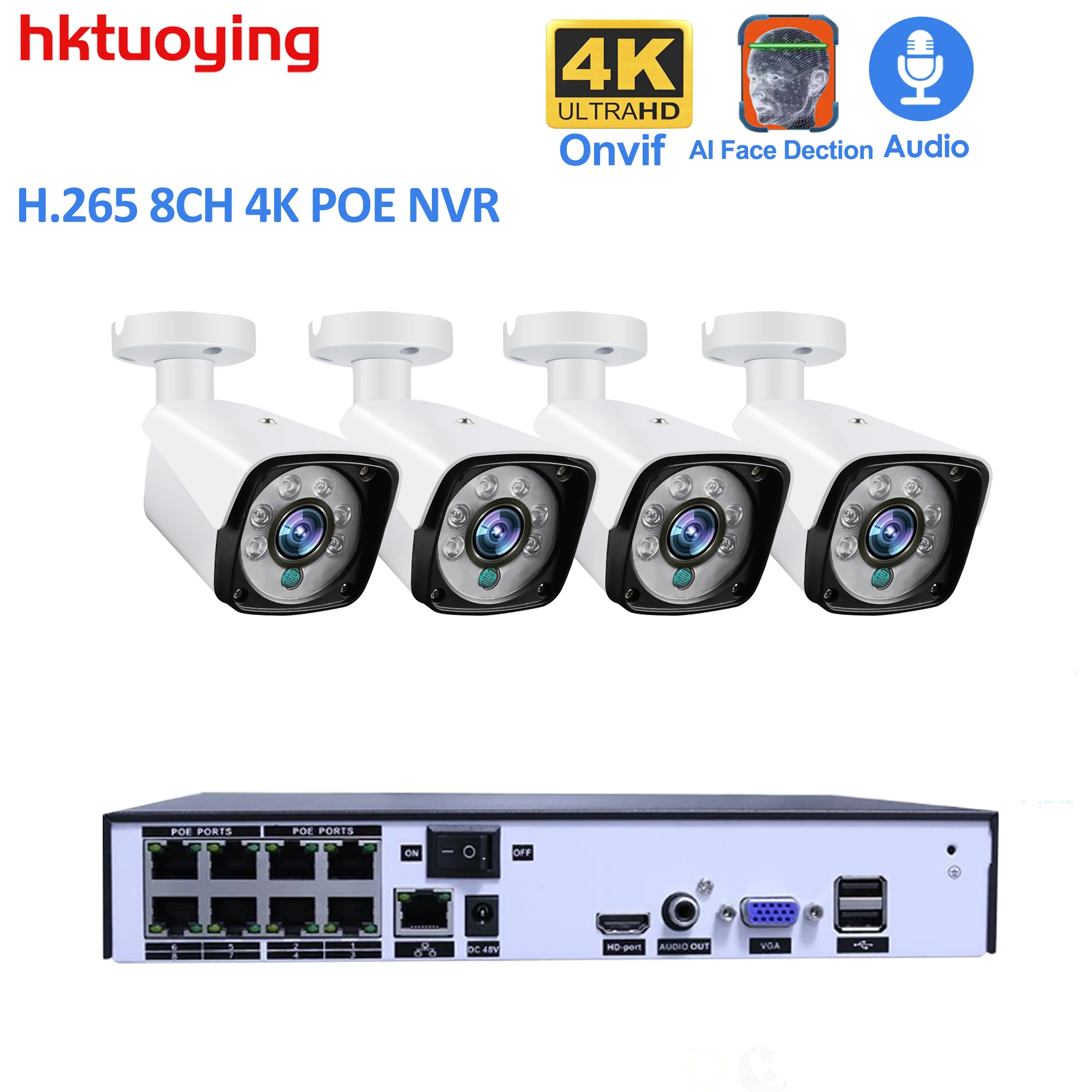 4CH-4K-8MP-POE-Security-NVR-System-Kit-Audio-Recorder-Rj45-4MP-5MP-IP ...