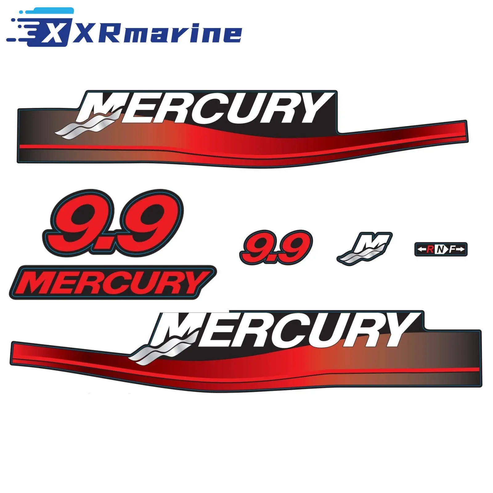 Cowl Black Sticker Decal Set 12836A00 for Mercury Stickers 9.9 HP ...