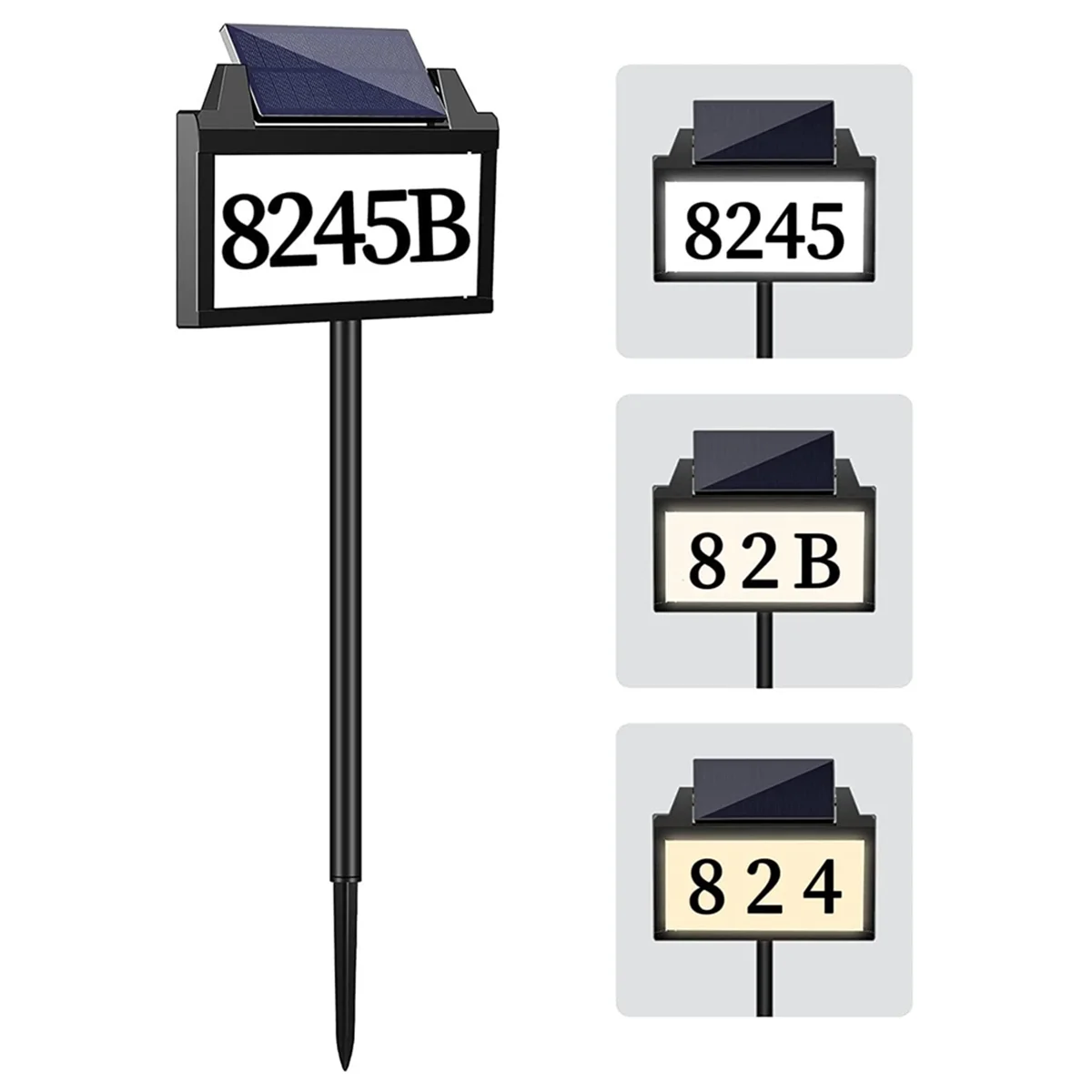 ABMO Solar Power Address Sign, House Numbers for Outside Rechargeable ...