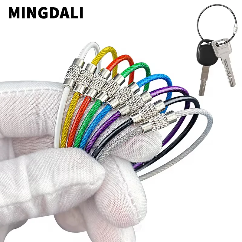 5/10 pack PVC coated stainless steel keychain, suitable for outdoor ...