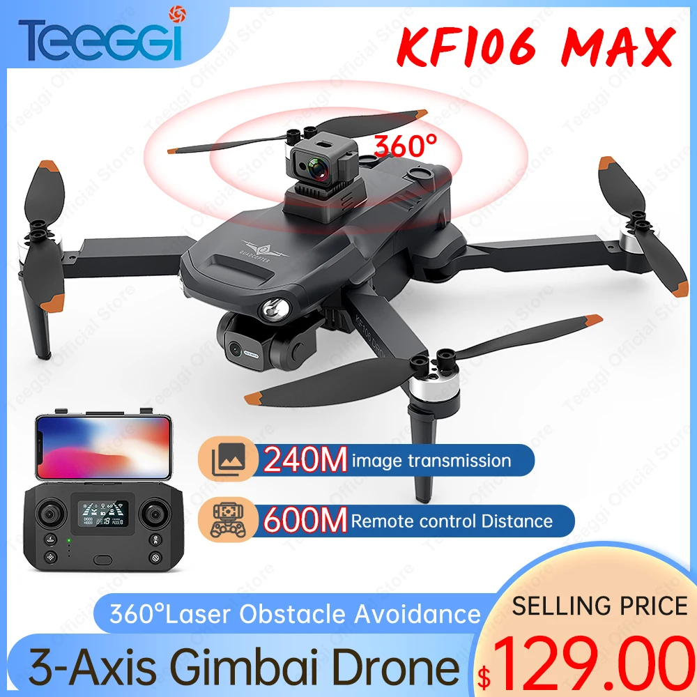 Kf106/kf106 max drone 4k profesional 2.4g wi fi hd câmera com quadricóptero dobrável esquiva ...
