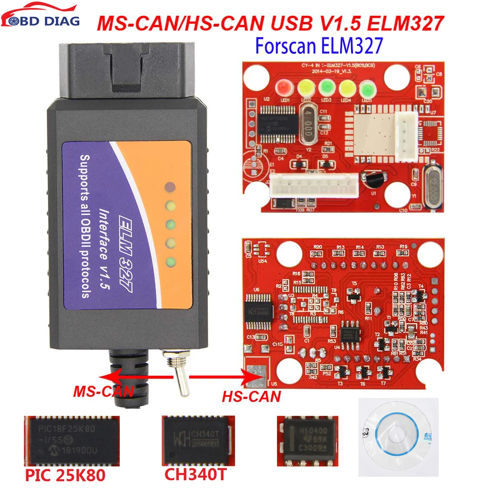 FORscan-ELM327-with-FTDI-PIC18F25K80-chip-with-switch-USB-code-Scanner ...