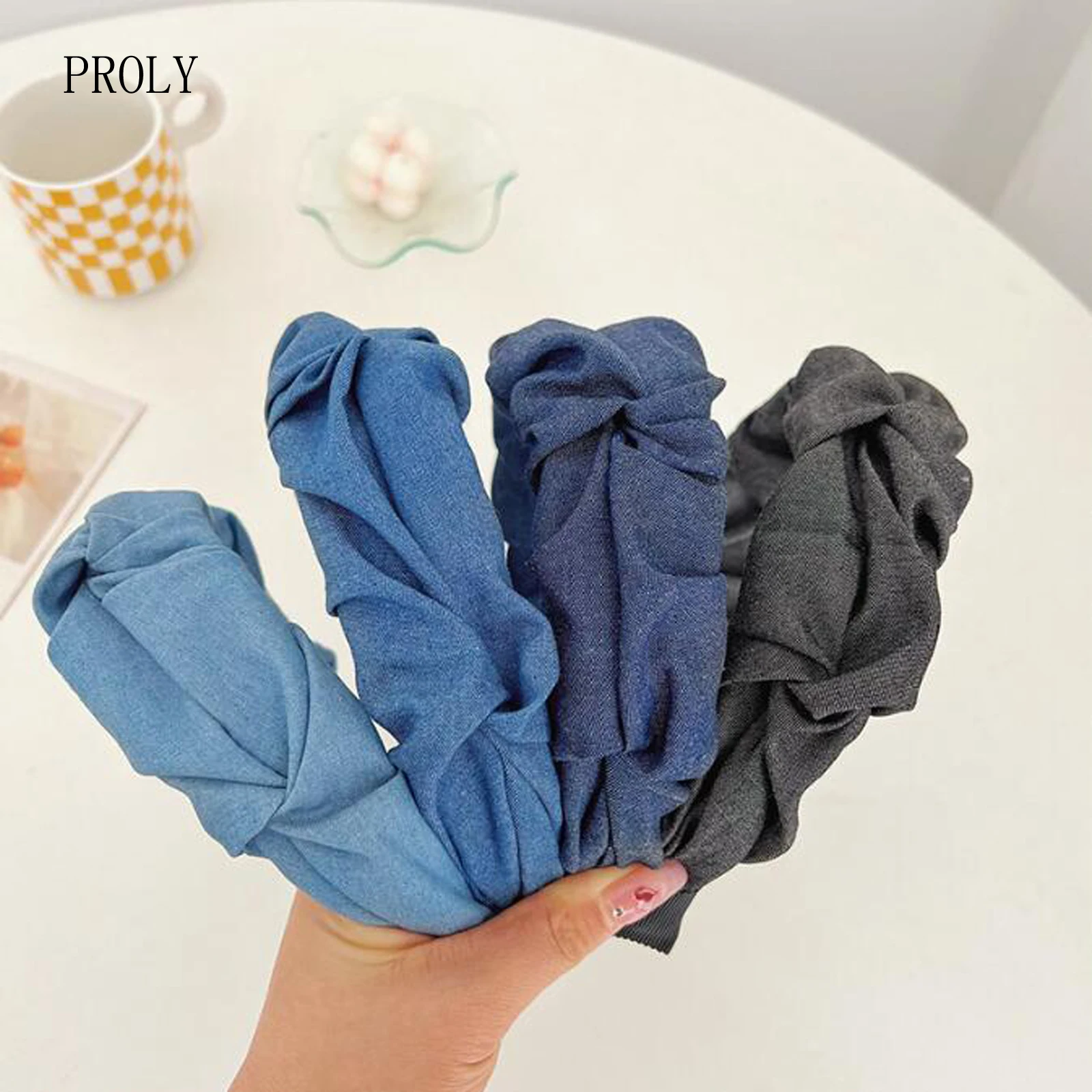 PROLY-yeni-moda-Denim-Hairband-geni-yan-pileli-apkalar-i-in-inek-kuma ...