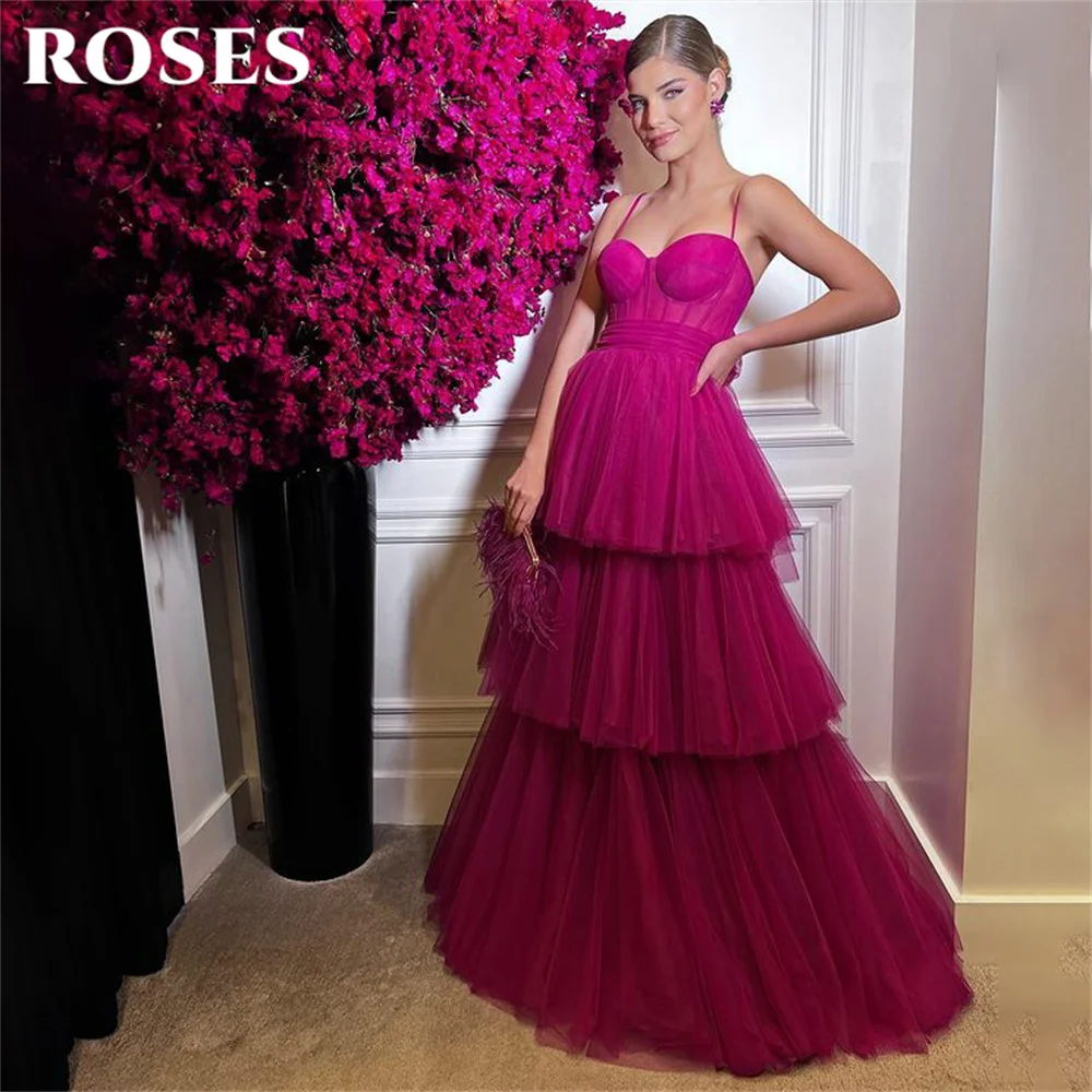 ROSES vestidos largos de fiesta con tirantes finos, ropa de noche con ...