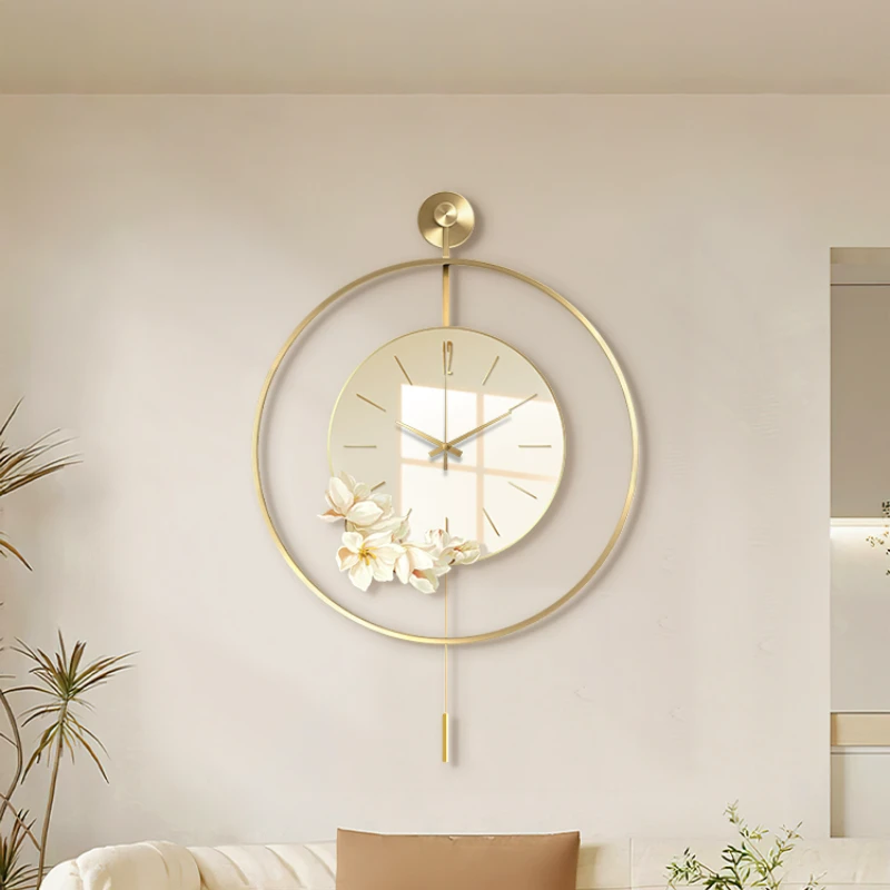 Scandinavian-Minimalist-Wall-Clock-Living-Room-Small-Fresh-Flowers ...