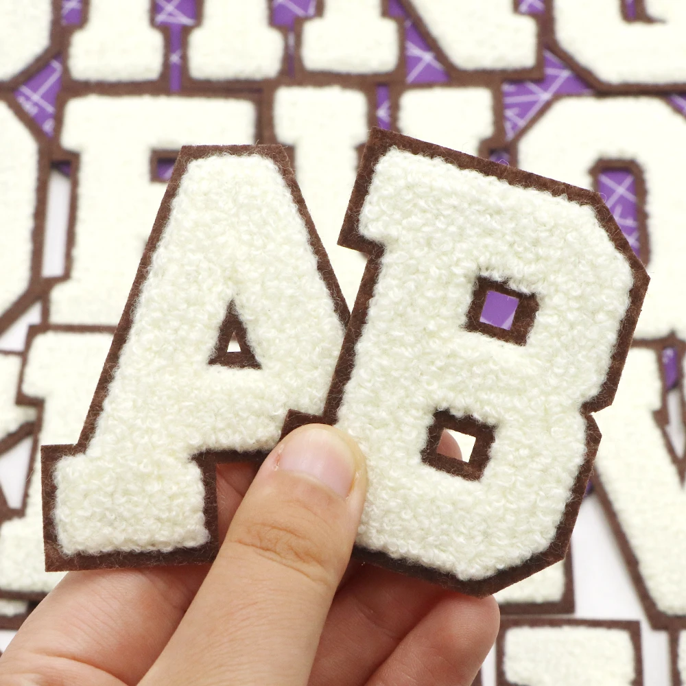 DIY 70MM Beige English Alphabet Letter Patch Iron On Embroidered Patch ...