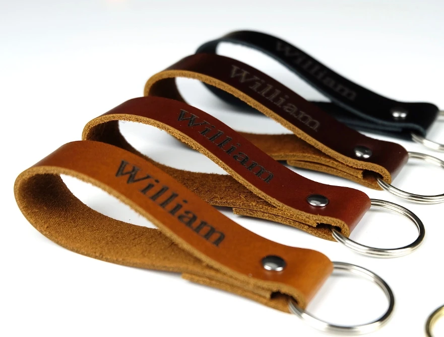 Personalised-Leather-Keyring-Custom-Leather-Keychain-Fob-Brown-Leather ...