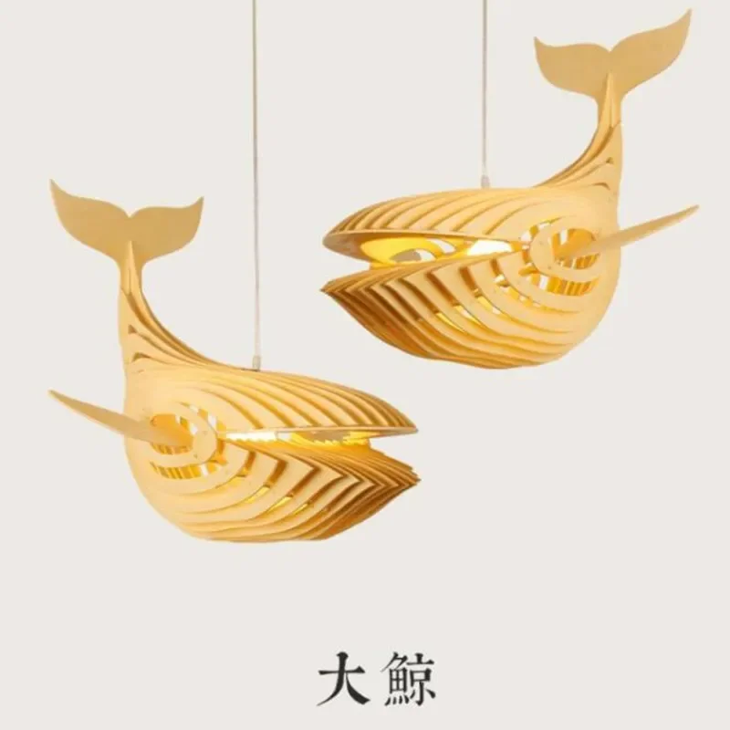 Big-Wooden-Fish-Pendant-Lamp-E27-Wood-Whale-Hanging-Light-Chanderlier ...