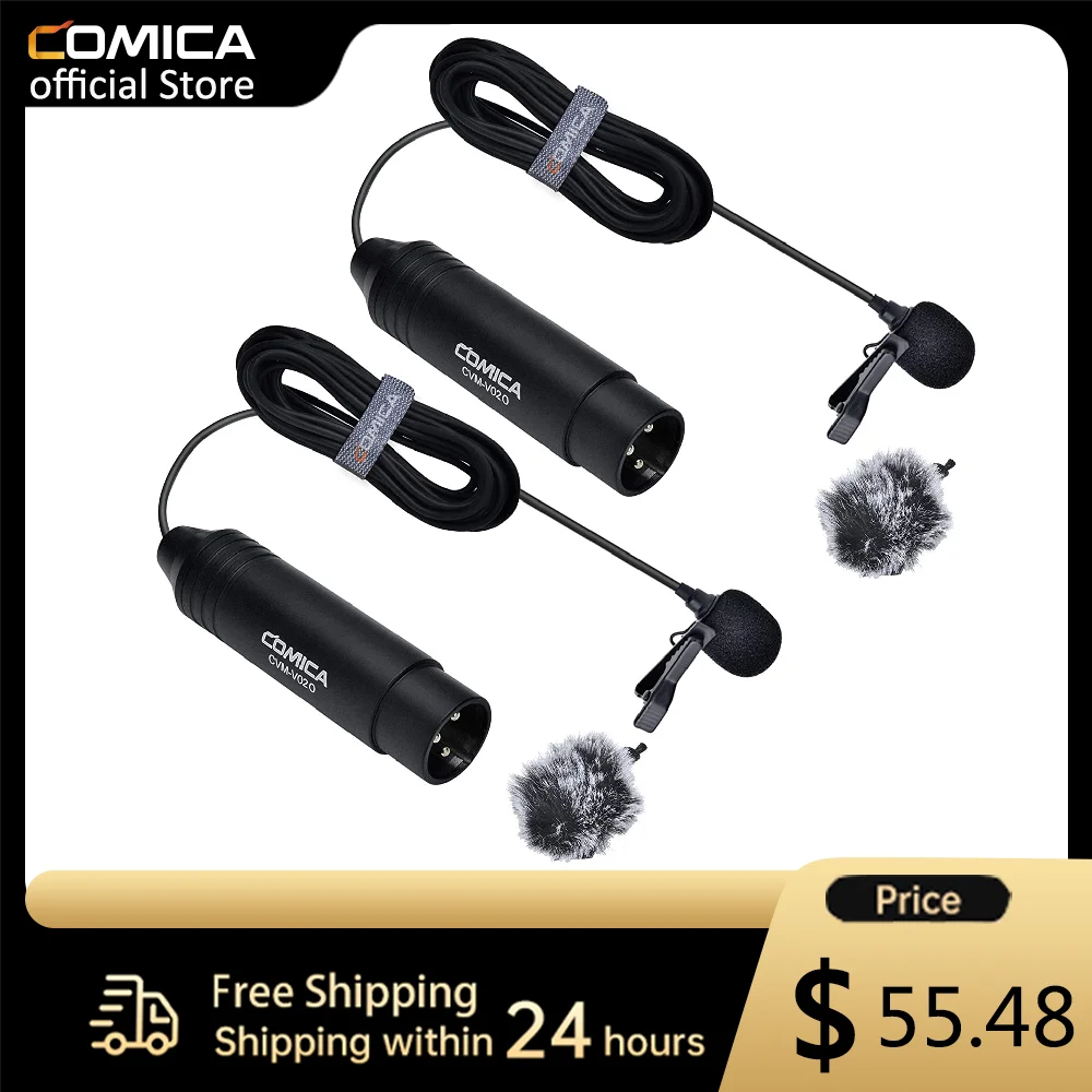 XLR Lavalier Microphone, Comica CVM-V02 Omni-Directional 3-pin Lapel ...
