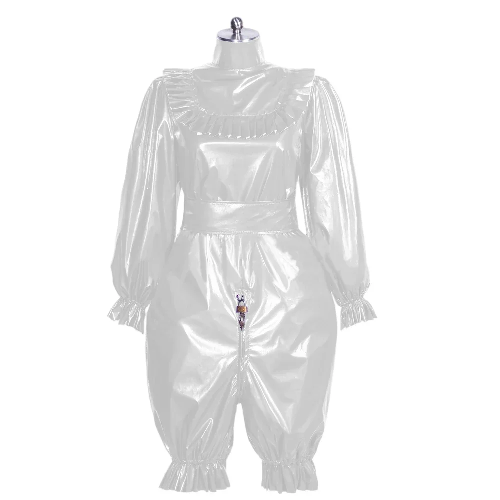 Men-Sissy-Sexy-Maid-Cosplay-Costume-Lockable-Bloomer-Jumpsuit-Shiny ...