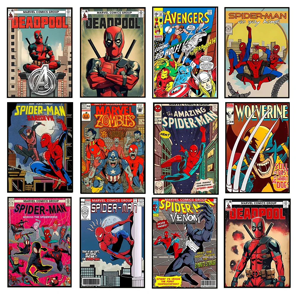 Miniso-Movie-Superhero-Art-Poster-Wolverine-Dead-Spider-Man-Canvas ...