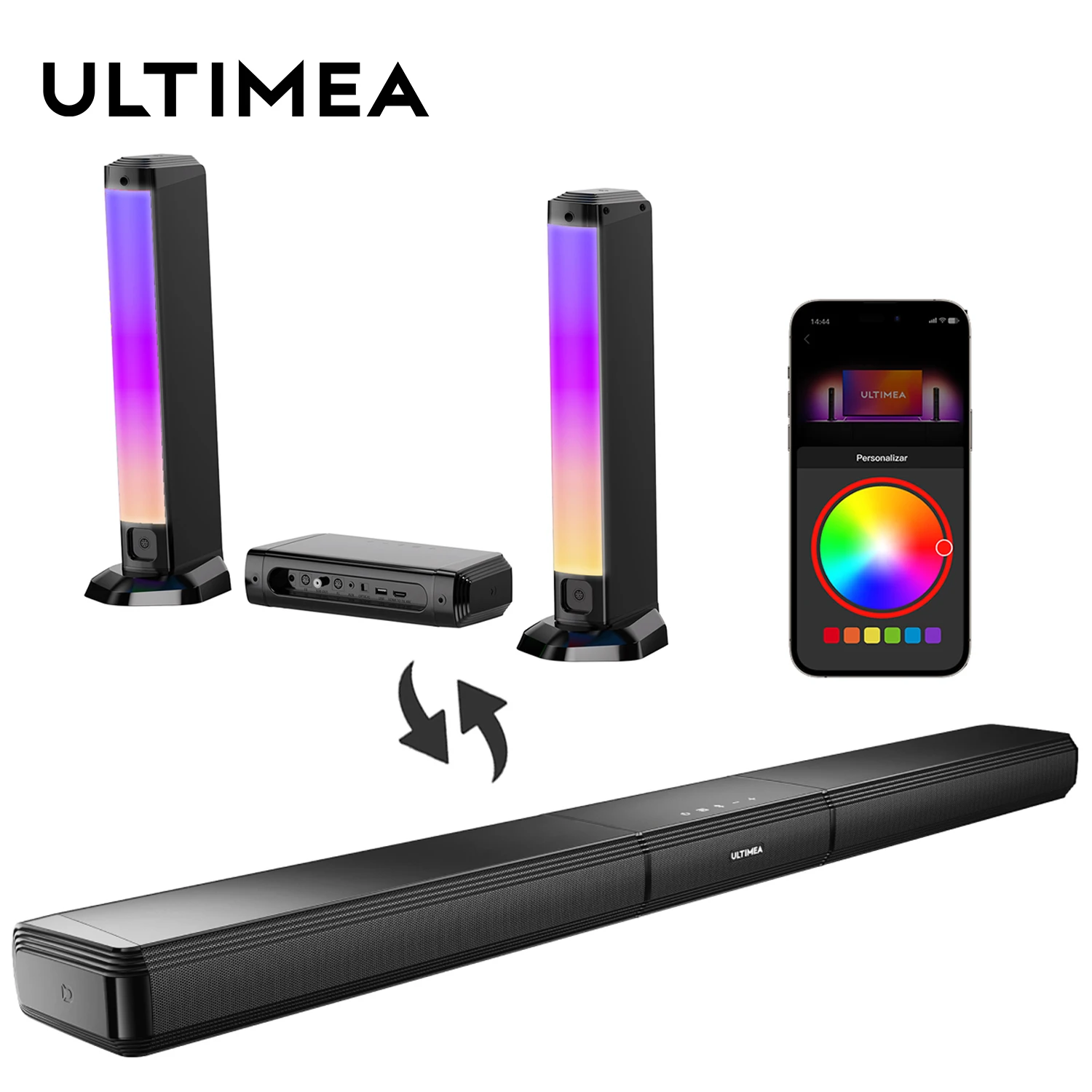 ULTIMEA-5-0ch-Sound-Bar-for-Smart-TV-PC-Soundbar-with-RGB-Light ...