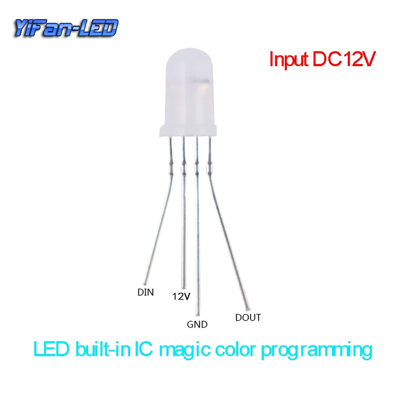 100PCS-5mm-full-color-RGB-LED-Chips-Integrated-color-light-WS2812 ...