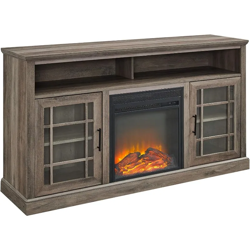 Walker-Edison-Hoxton-Classic-2-Glass-Door-Fireplace-Stand-for-TVs-up-to ...