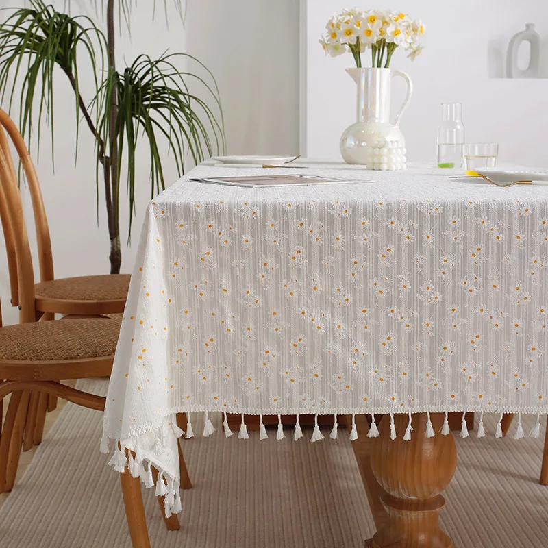 Rustic-style-Small-Daisy-Cotton-Floral-Tablecloth-Tea-Table-Decoration ...