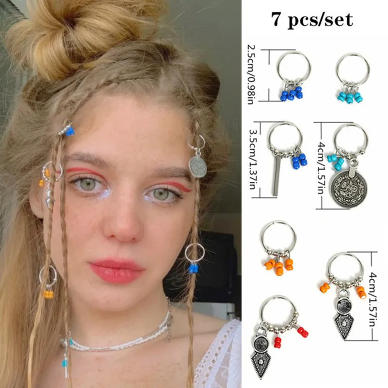 5 Pcs Hair Ring Braid Dreadlocks Bead Golden Star Peacock Pendant Hair ...