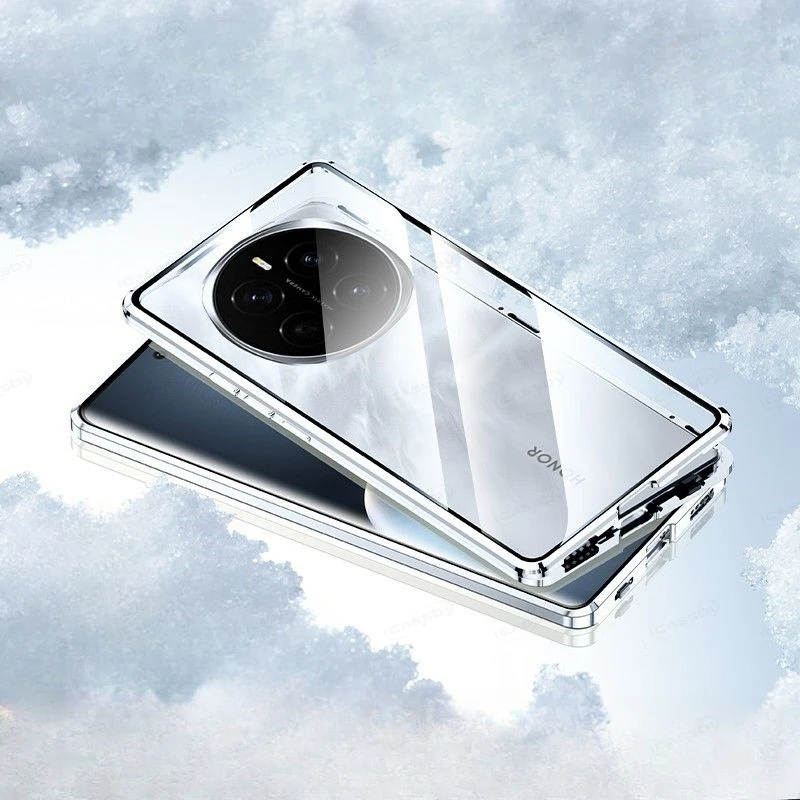 Double-sided Glass Phone Case for Honor Magic 7 Pro Metal Magnetic 360 ...