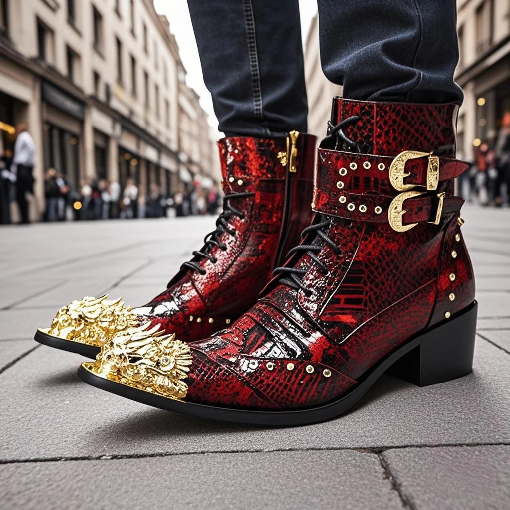 Autumn Austomized Serpentine Men's Boots Bar Party Personality Medium ...
