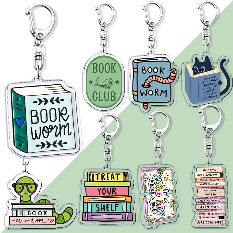 Funny-Book-Worms-Keychains-Keyring-for-Accessories-Woman-Bag-Library ...
