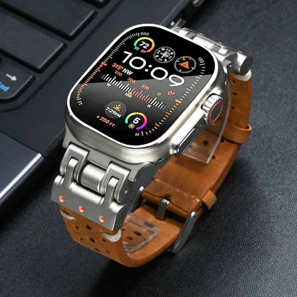 Luxury-Metal-Leather-Strap-for-Apple-Watch-Ultra-2-49mm-Band-for-iWatch ...