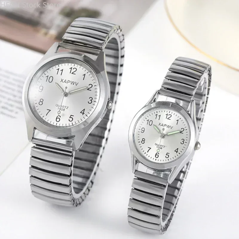 Man-Women-Couple-Wrist-Watches-Stainless-Steel-Band-Alloy-Lovers ...