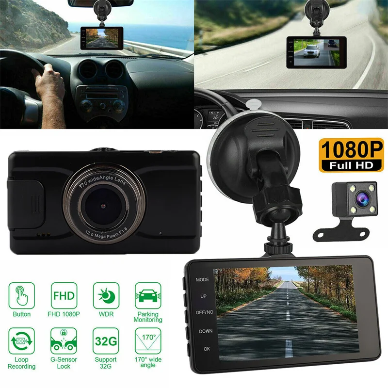 3-Lens-Car-DVR-Dash-Cam-Video-Recorder-G-Sensor-IPS-1080P-HD-Front-and ...