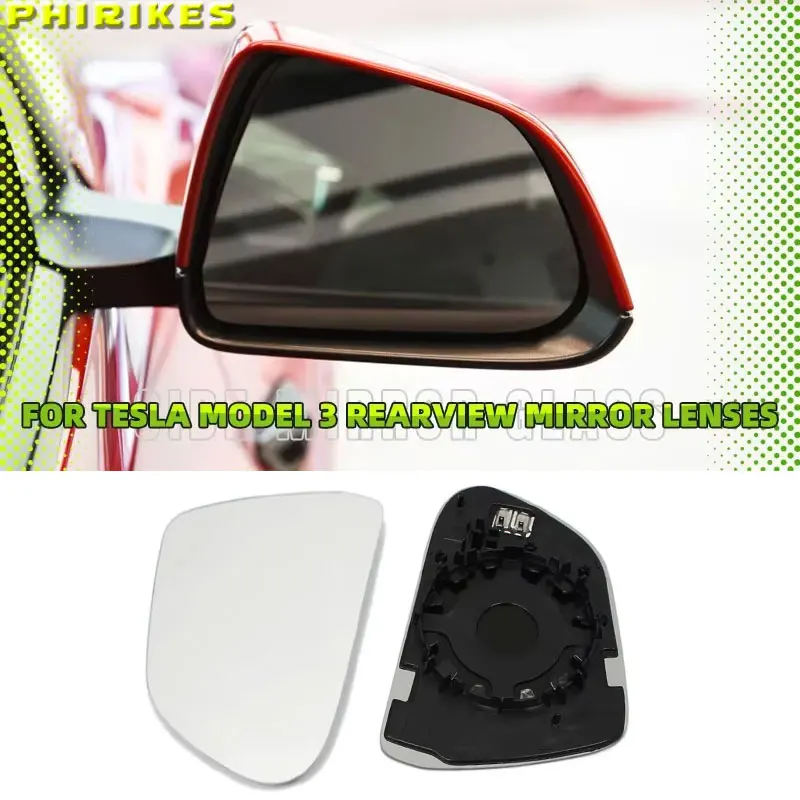 1 Pair Side Rearview Mirror Glass Lens for Tesla Model 3 2018 2019 2020 ...